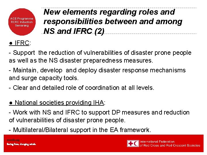 ACE Programme RCRC Induction Semarang Principles and Rules