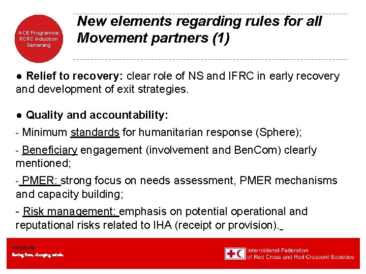ACE Programme RCRC Induction Semarang Principles and Rules