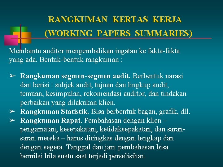 KERTAS KERJA CH 9 WORKING PAPERS INTRODUCTION DOCUMENTATION