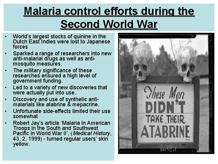 A continuing crisis in global health Malaria Control