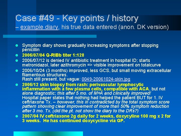 Bowen test project Excel Symptom Diary Case49 Case50
