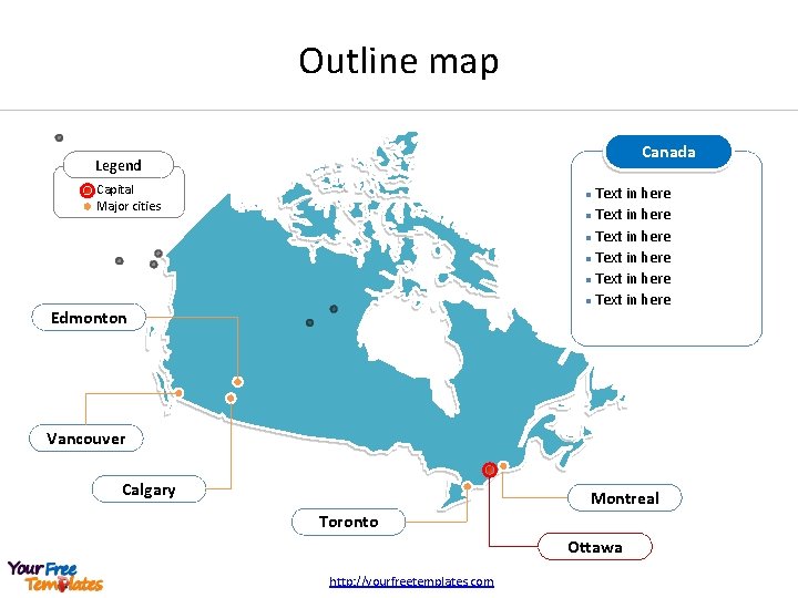 Outline map Canada Legend Capital Major cities Text