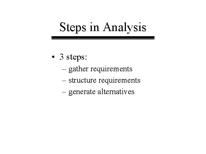 The Analysis Phase Objective To study the current