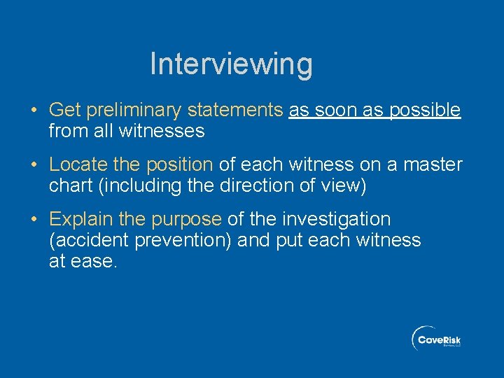 Accident Investigation Safety Awareness For Everyone from Cove