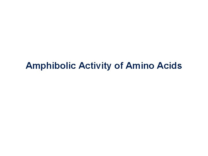 Amphibolic Activity of Amino Acids Certain amino acids