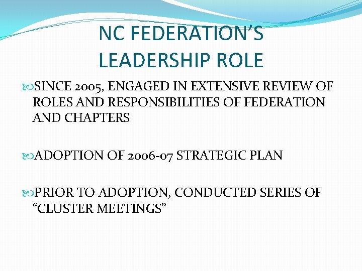 LEADERSHIP OVERVIEW WORKING TOGETHER TO BUILD A STRONG