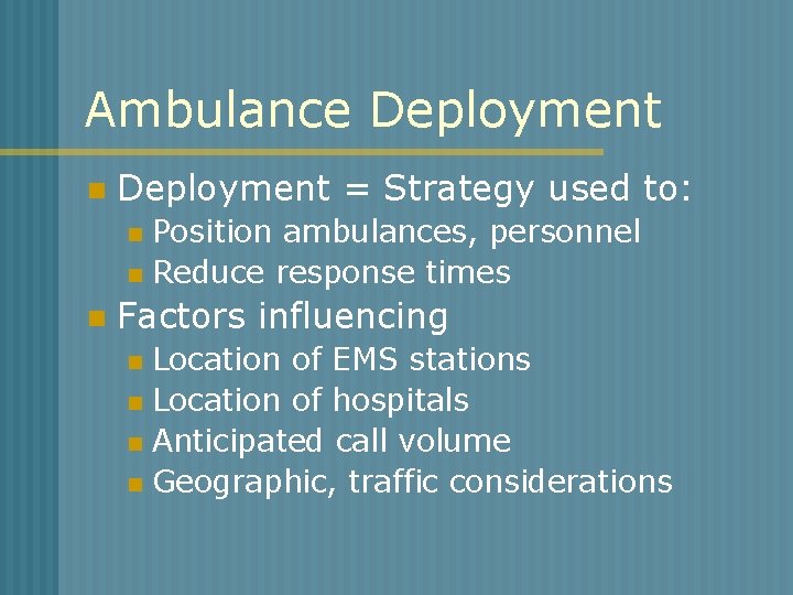 Ambulance Operations Ambulance Standards State administrative rules n