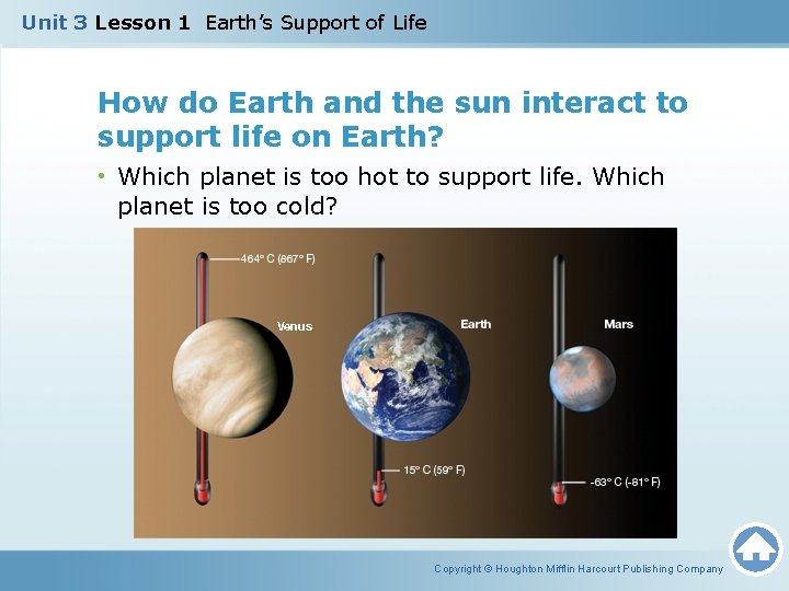 Unit 3 Lesson 1 Earths Support of Life