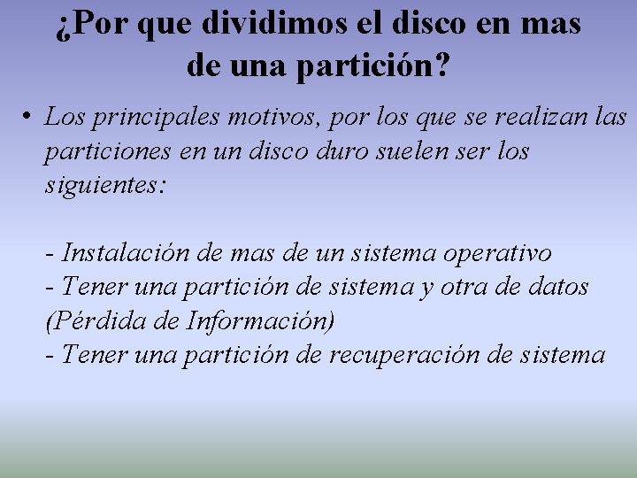 Particiones de Disco Prof Jennyfer Briceo Qu es