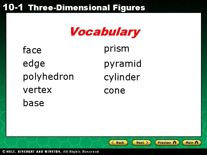 10 1 ThreeDimensional Figures Preview Warm Up California