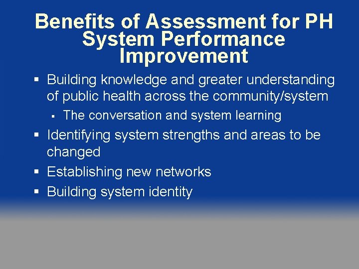 Public Health Performance Improvement How National Performance Standards