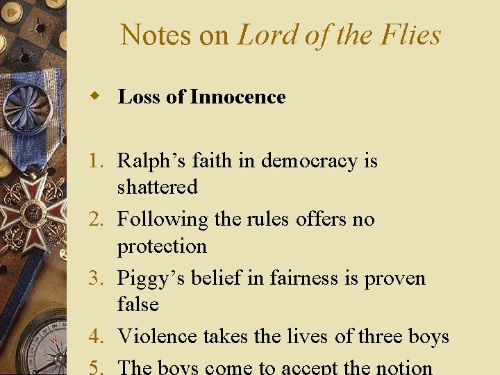 Notes on Lord of the Flies w Themes