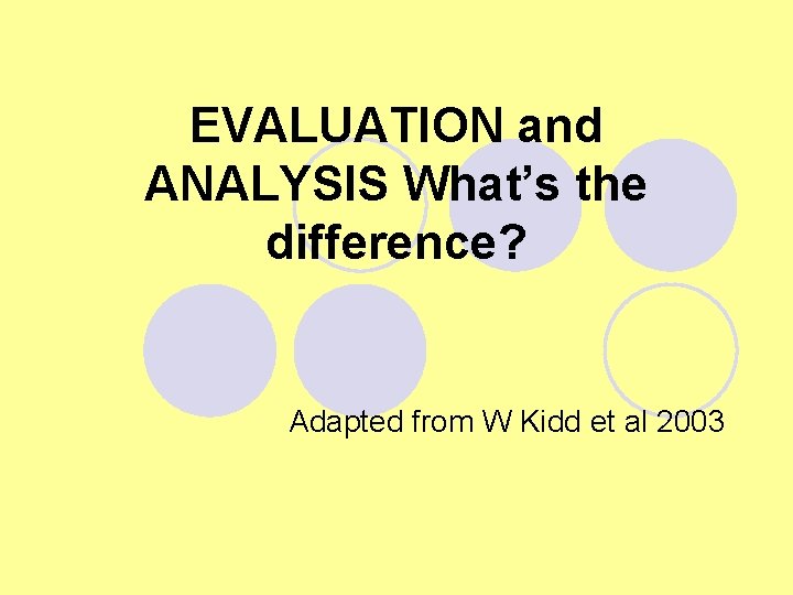 EVALUATION and ANALYSIS Whats the difference Adapted from