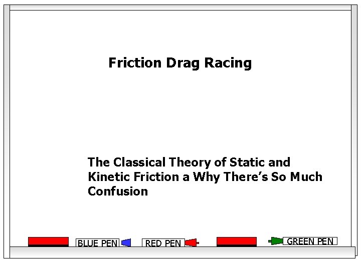 Friction Drag Racing The Classical Theory of Static