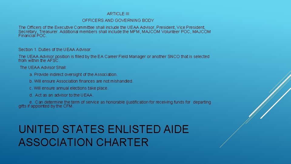 AIR FORCE ENLISTED AIDE ASSOCIATION COA 1 Jan