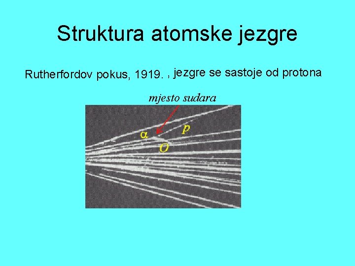 Struktura atomske jezgre Rutherfordov pokus 1919 jezgre se