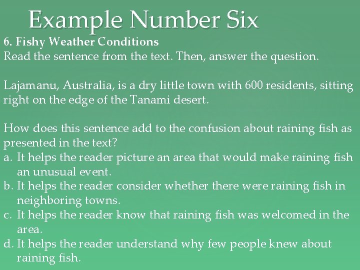 Grade 6 ELA Smarter Balanced Assessment Example Number