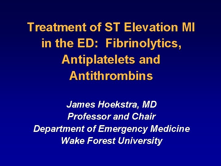 Treatment of ST Elevation MI in the ED