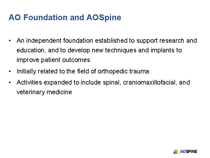 AOSpine Principles Course Introduction and objectives Insert names