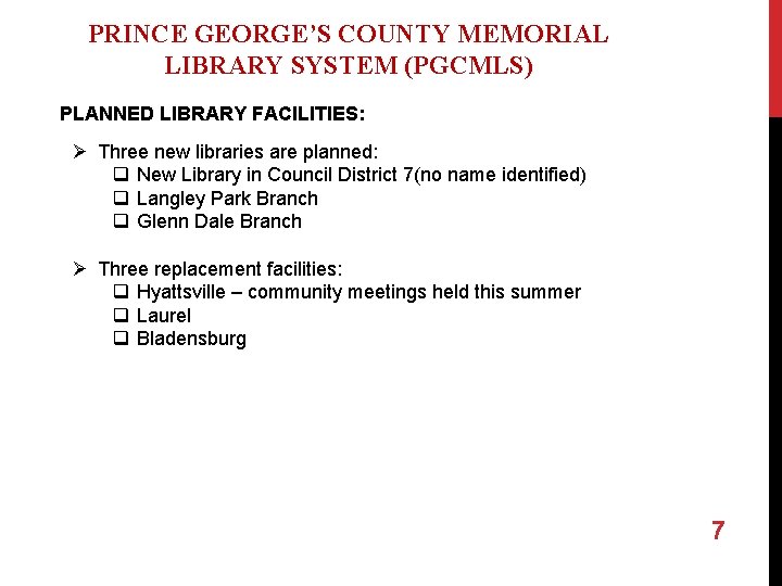 MANDATORY REFERRAL REVIEW PRINCE GEORGES COUNTY MEMORIAL LIBRARY
