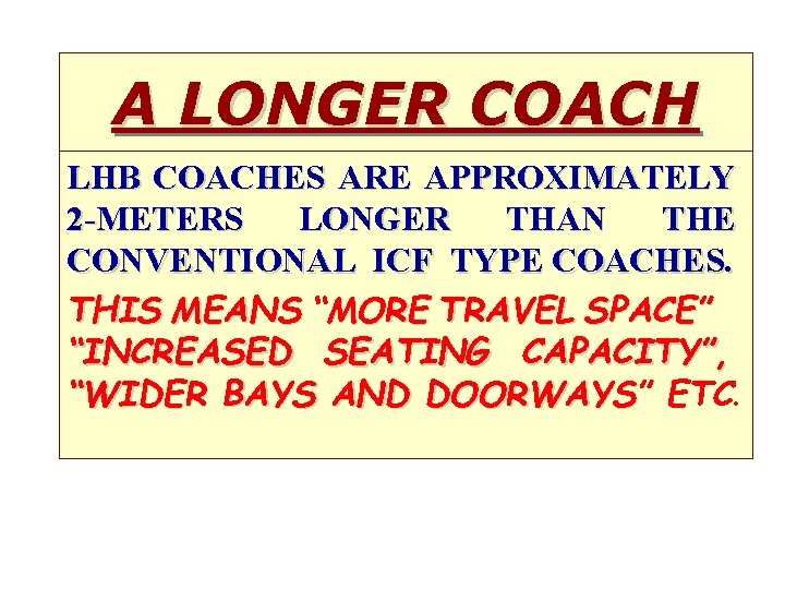 HIGH SPEED COACH SALIENT FEATURES PRESENTED BY NEW