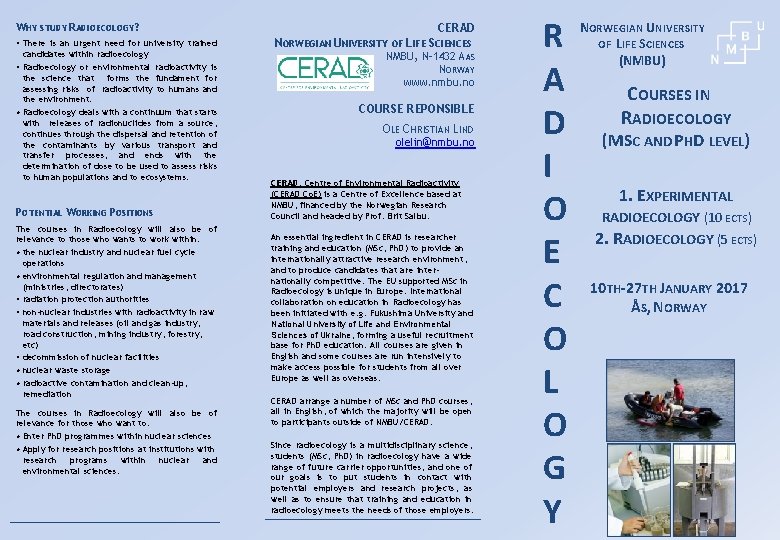 WHY STUDY RADIOECOLOGY There is an urgent need