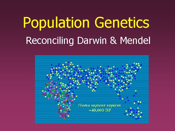 Population Genetics Reconciling Darwin Mendel Darwin Darwins main