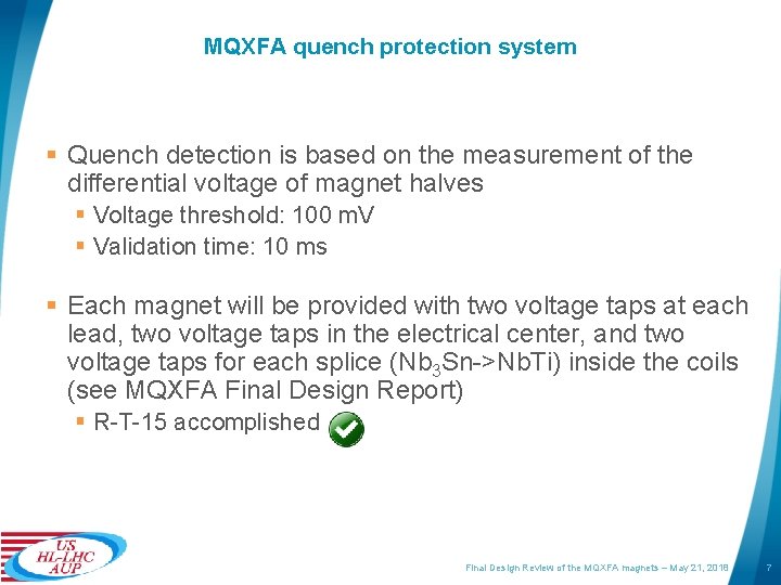 Quench protection analysis and test results Vittorio Marinozzi
