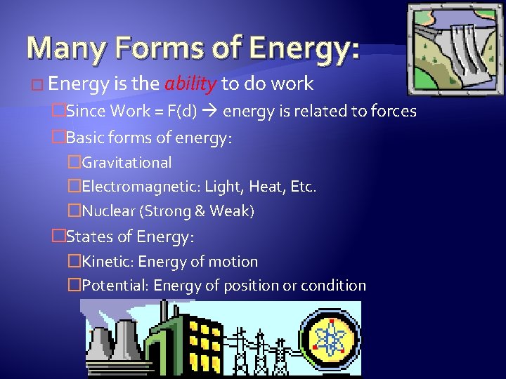 Chapter 11 ENERGY CONSERVATION Many Forms of Energy