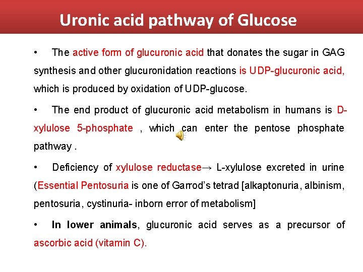 Carbohydrates Metabolism TOPICS Minor pathways for glucose metabolism