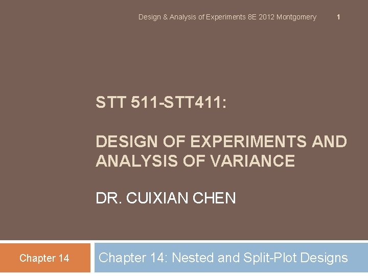 Design Analysis of Experiments 8 E 2012 Montgomery