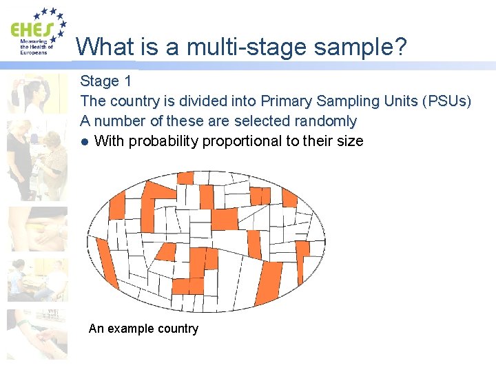 Organizing national surveys Sampling for EHES Based on