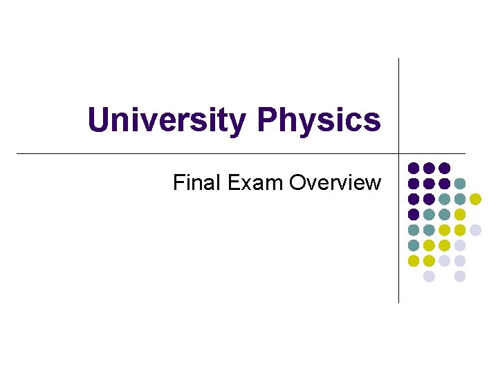 University Physics Final Exam Overview 21 Electric Field