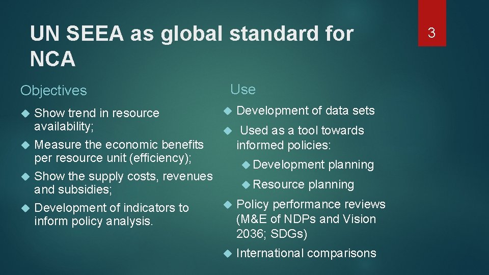 Natural Capital Accounts Policy Implications PRESENTATION BY TSHEPO