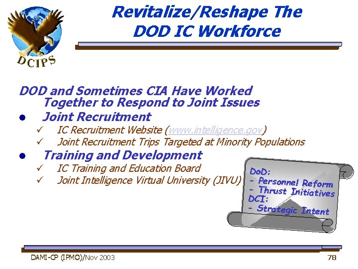 Defense Civilian Intelligence Personnel System Basics Career Management