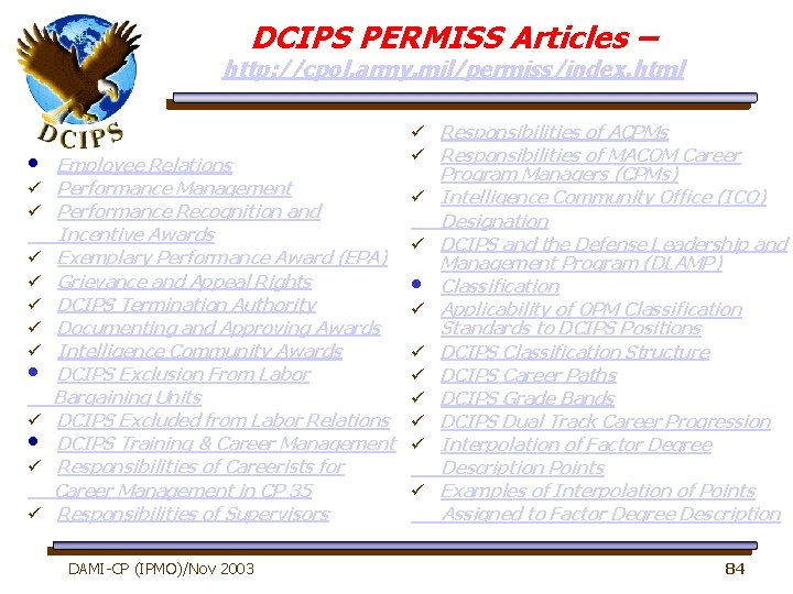Defense Civilian Intelligence Personnel System Basics Career Management