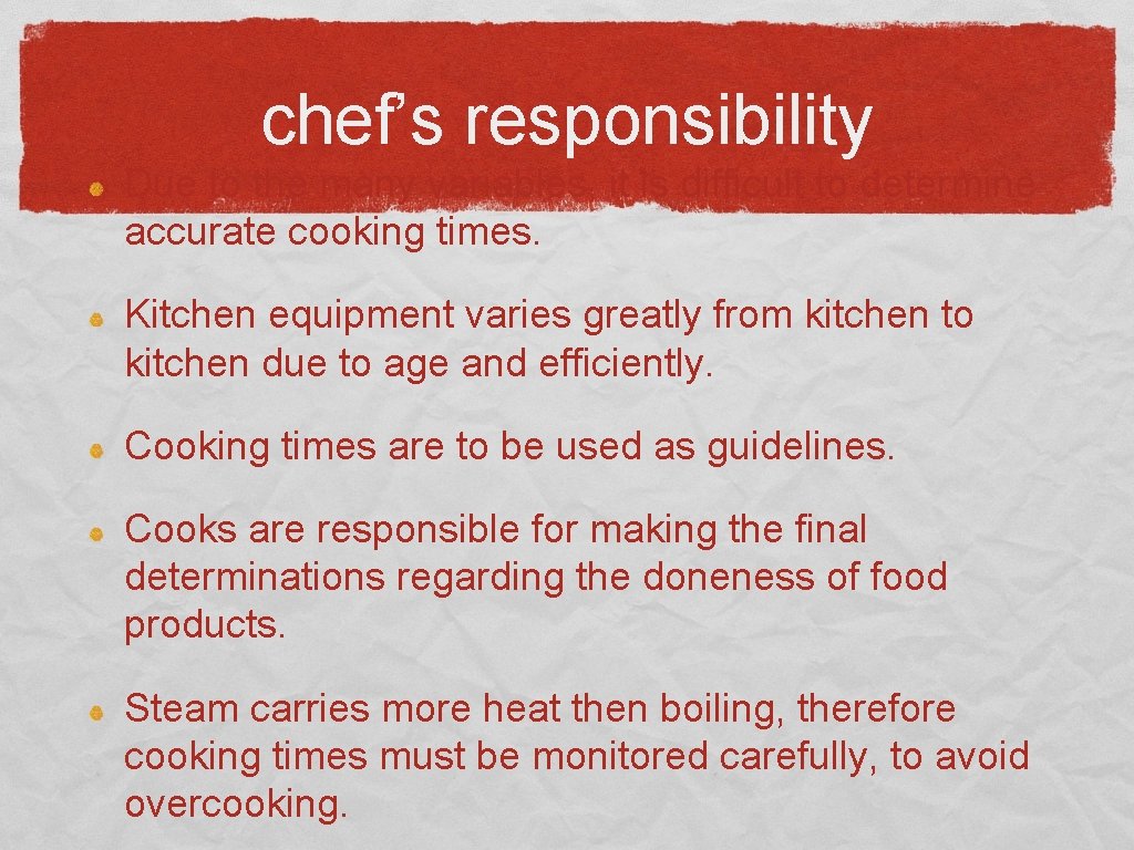A combination of methods cooking times The time