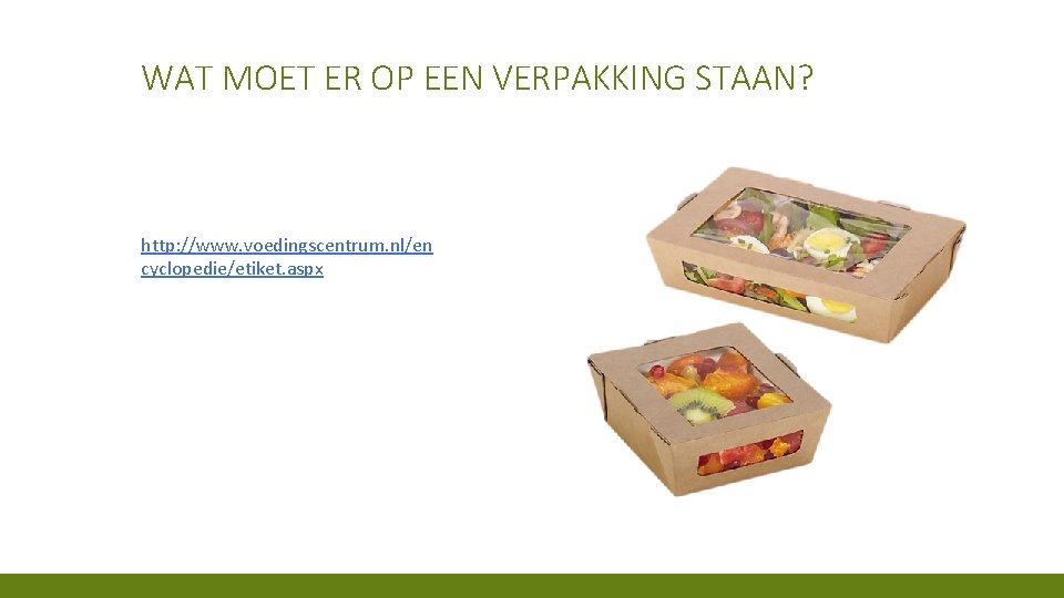 IBS DE VERPAKKING WEEK 1 LES 2 PLANNING