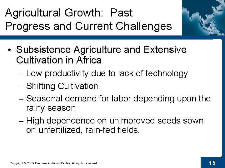 Chapter 9 Agricultural Transformation and Rural Development Copyright