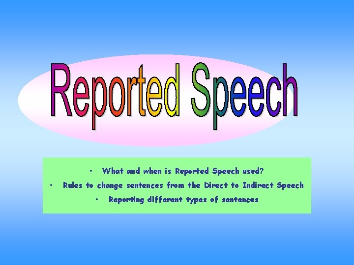 What and when is Reported Speech used Rules