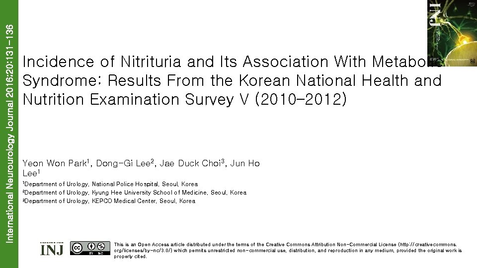 International Neurourology Journal 2016 20 131 136 Incidence