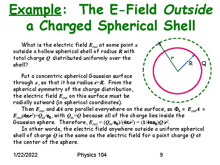 Physics 104 Electricity and Magnetism Gausss Law and
