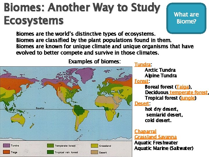 Unit 2 Lesson 2 The Biomes and Organisms
