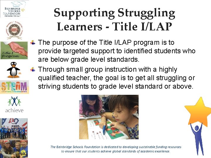 EndofYear Report The Bainbridge Schools Foundation is dedicated