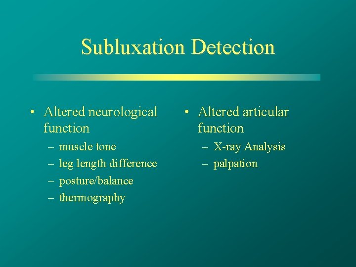 A Vertebral Subluxation Hypothesis Tree Dr Ed Owens