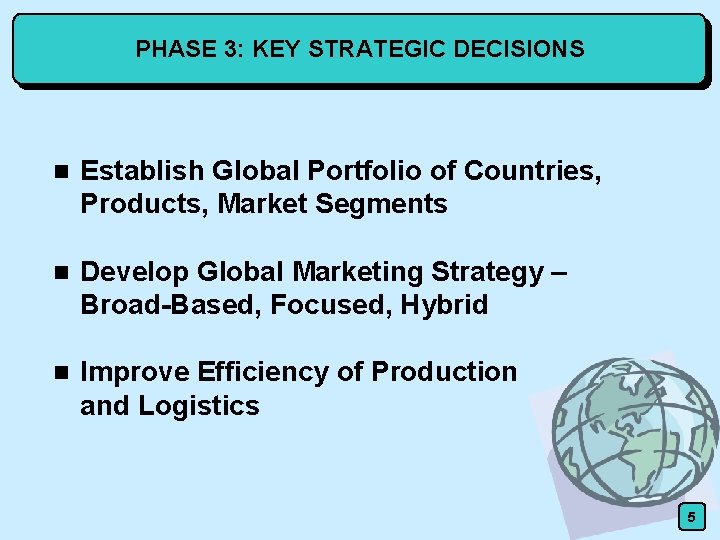 INTERNATIONAL MARKETING MANAGEMENT SESSION 13 GLOBAL PORTFOLIO STRATEGY