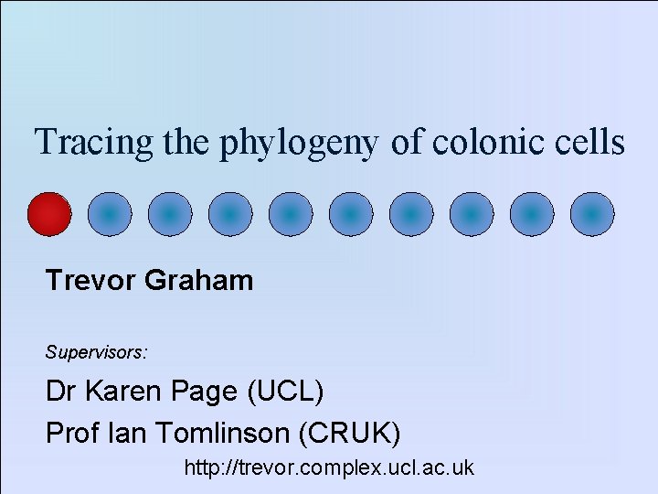 Tracing the phylogeny of colonic cells Trevor Graham