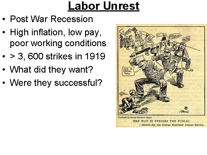 The Red Scare Following WWI identify those factors