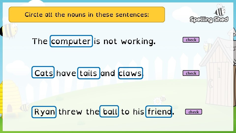 Identifying and sorting nouns Stage 2 Word 1