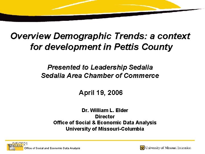 Overview Demographic Trends a context for development in